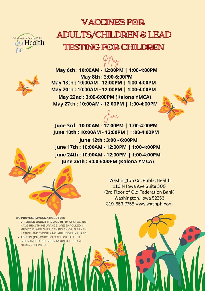 Here is the May/June schedule for our Vaccines for Children (VFC ...